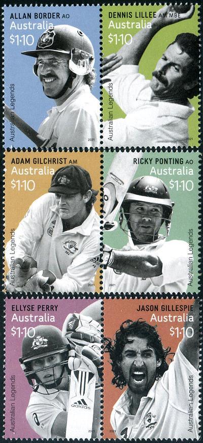 AUS2021-13 Australia Legends of Cricket Setenant Pairs (3) – Unicover